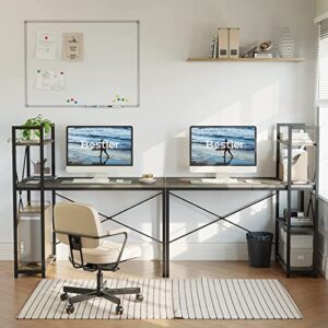 Bestier Computer Desk with Shelves - 47 Inch Home Office Desks with Bookshelf for Study Writing and Work - Plenty Leg Room and Easy Assemble, Gray