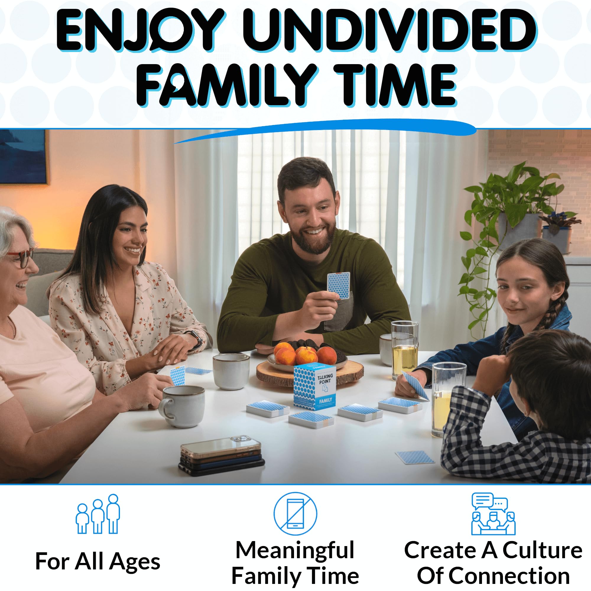 200 Family Conversation Cards - Put Down The Phones & Connect with Family - Get to Know Each Other Better with Meaningful Talk - Let Kids Express Themselves, Great for Dinner Table & Road Trips