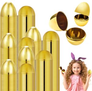 the dreidel company golden easter eggs metallic gold, goodie basket prize, eggs are hinged, 2.38" inch (12-pack)