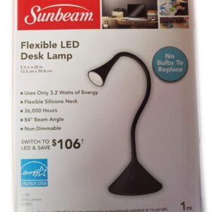 Black Sunbeam Flexible LED Desk Lamp - No Bulbs to Replace- 5.3 in x 20 in - 3.2W - 290 Lumens - 4000K - 36,000 Hours Non-Dimmable