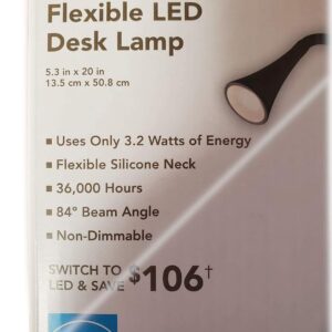 Black Sunbeam Flexible LED Desk Lamp - No Bulbs to Replace- 5.3 in x 20 in - 3.2W - 290 Lumens - 4000K - 36,000 Hours Non-Dimmable