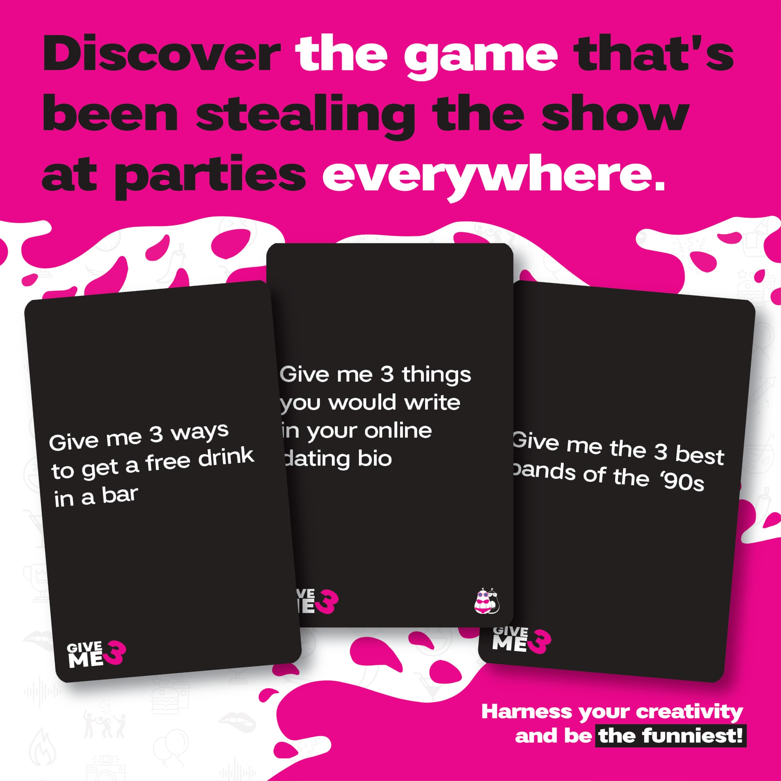 GIVE ME 3 - Fast Paced and Hilarious 10 Second Rule Adult Party Games | 2+ Players | Card Game for Adults | Travel Game | Board Game for Parties and Game Nights