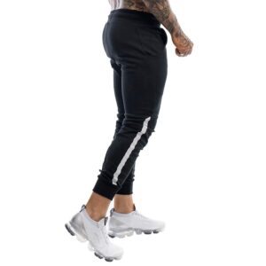 Men's Slim Fit Joggers, Athletic Workout Training Pants for Gym Running，Sweatpants for Men with Side Stripes(Black-M)