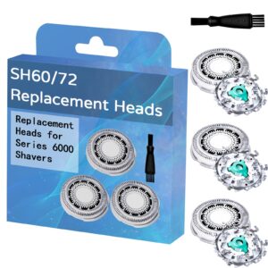 sh60/72 replacement heads compatible with philipsi norelcoo shaver for s6810, s6820, s6850, s6880/81, replacement heads for series 6000 shavers