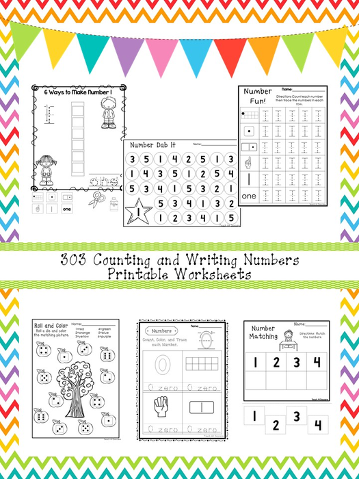 303 Counting and Writing Numbers Printable Worksheets