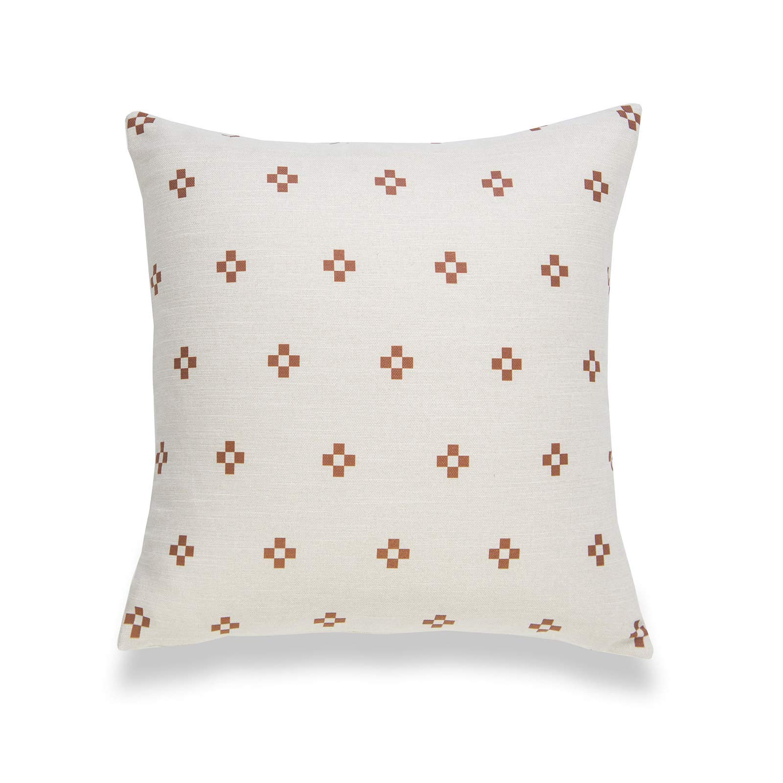 Hofdeco Modern Boho Throw Pillow Cover, Decorative Pillow Cover for Couch, Sofa, Bed, Rust Ethnical Dots, 18"x18".