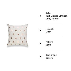 Hofdeco Modern Boho Throw Pillow Cover, Decorative Pillow Cover for Couch, Sofa, Bed, Rust Ethnical Dots, 18"x18".