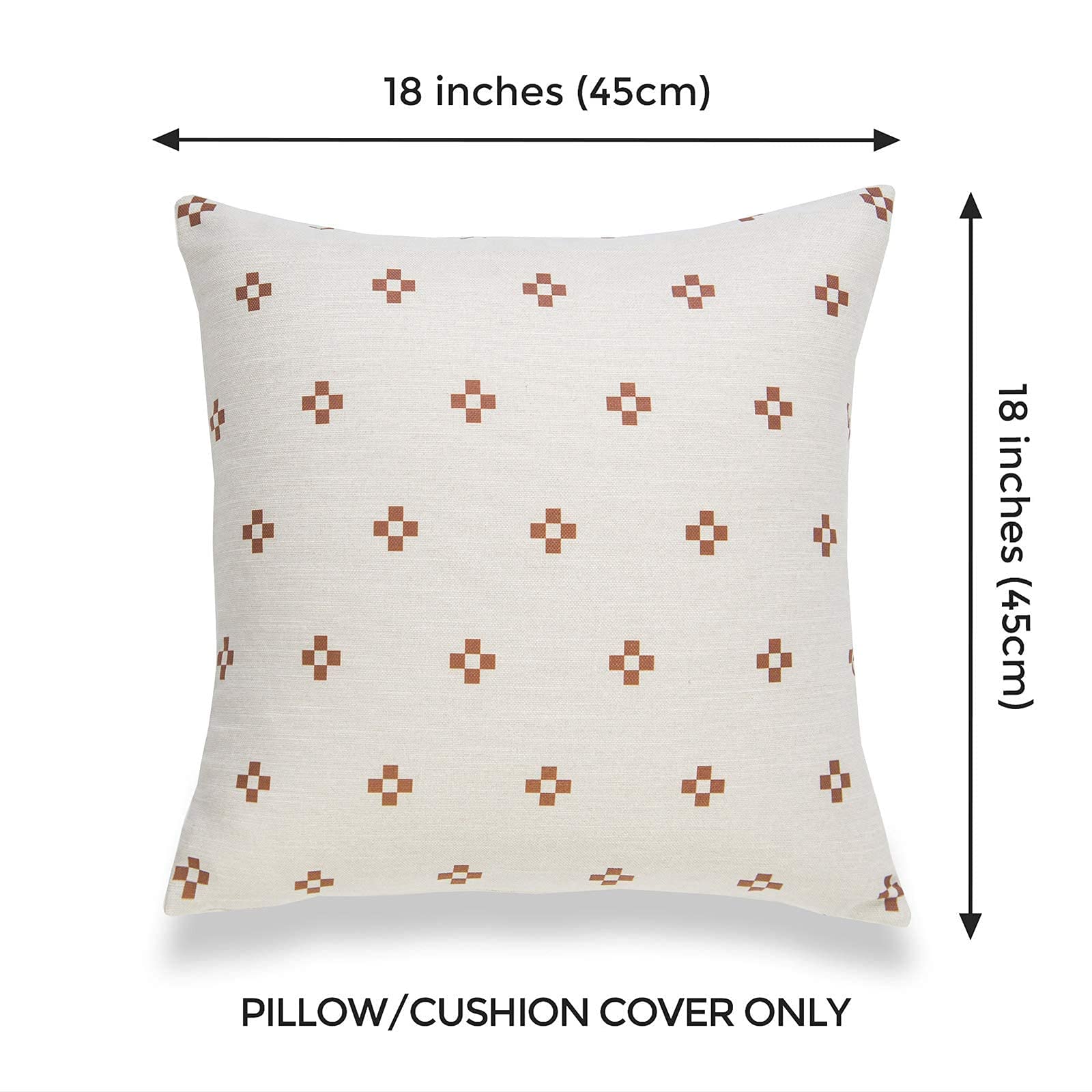 Hofdeco Modern Boho Throw Pillow Cover, Decorative Pillow Cover for Couch, Sofa, Bed, Rust Ethnical Dots, 18"x18".