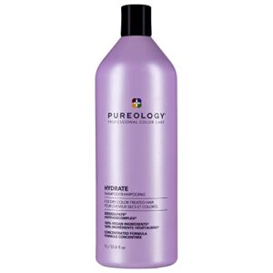 pureology hydrate moisturizing shampoo | softens and deeply hydrates dry hair | for medium to thick color treated hair | sulfate-free | vegan , 1 l