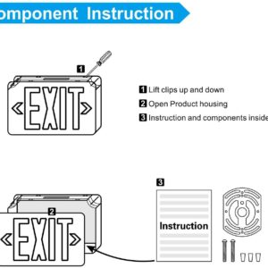 EXITLUX 1 Pack Green Led Exit Sign with Emergency Lighting Battery Backp -Two LED Adjustable Head -120V/277V-UL Listed-Exit Lighting -Dual LED Lamp ABS Fire Resistance for Power Failure.