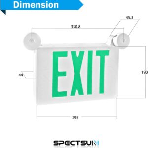 EXITLUX 1 Pack Green Led Exit Sign with Emergency Lighting Battery Backp -Two LED Adjustable Head -120V/277V-UL Listed-Exit Lighting -Dual LED Lamp ABS Fire Resistance for Power Failure.