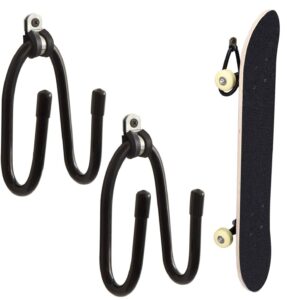 kesywale 2 pack skateboard wall mount adjustable hanger holder hook rack display for guitar, skateboards, longboards, skis, snowboards, water skis and more (2)