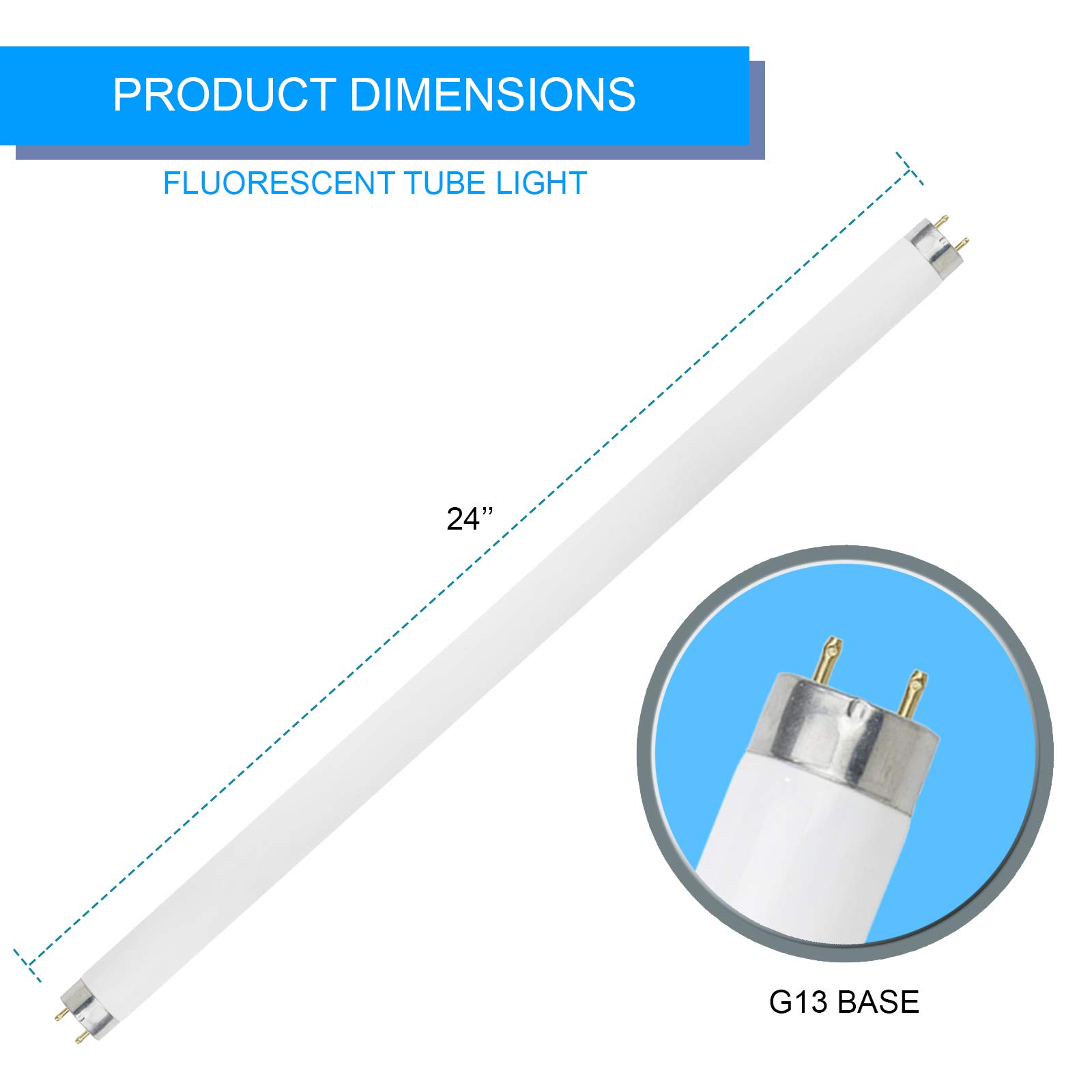 DYSMIO Lighting F17T8-CW 17 Watt T8 Straight Tube, Medium Bi-Pin Base, 4100K - Cool White 1450 Lumens Pack of 4