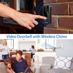 CHWARES Video Doorbell Camera with Chime, 1080p HD, Wireless WiFi, Motion Detection, 2-Way Audio, Night Vision, IP65 Waterproof, Battery Powered, Easy Installation, One-Year Free Cloud Storage