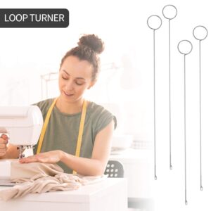 WILLBOND 4 Pieces Sewing Loop Turner Hook Long Loop Turner Tool with Latch for Fabric Belts Strips DIY Knitting Accessories, 26.5 cm/ 10.4 Inch