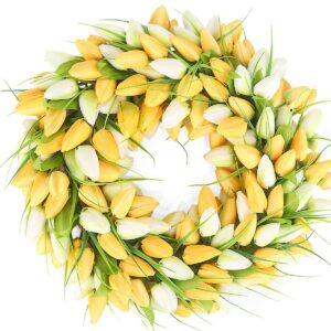 bomarolan tulip wreath 20 inch for front door summer fall large wreaths springtime all year around for outdoor door indoor wall or window décor festival decoration