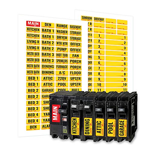 Linelax Circuit Breaker Box Labels – 129 Weatherproof Fuse Box Stickers