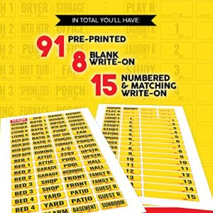 Linelax Circuit Breaker Box Labels – 129 Weatherproof Fuse Box Stickers