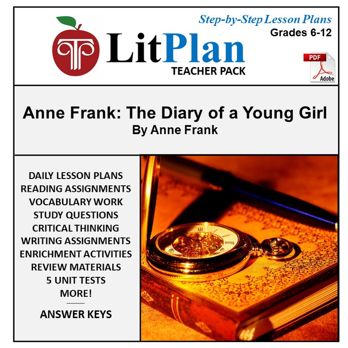 LitPlan Novel Unit Teacher Guide for Anne Frank: The Diary of a Young Girl, with daily lesson plans, activities, study guide questions, quizzes & more! PDF