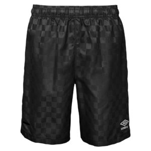 umbro boys checkerboard (youth) short, black beauty/white, 10-12 us