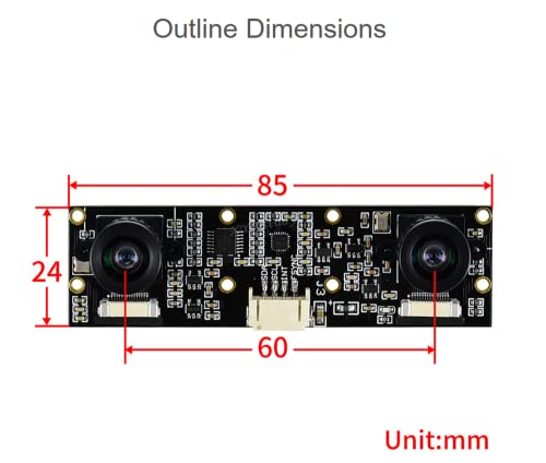 XYGStudy IMX219-83 Stereo Binocular Camera Sensor Module 3280x2464 8MP AI Depth Stereo Vision Dual IMX219 Supports Raspberry Pi 5 RPi CM3/CM3+ Compute Module POE IO Board/Jetson Nano B01