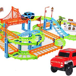 Race Tracks Toys for Kids Boys Girls Electric Car Create a Variety of Tracks 3 4 5 6 Year Old Boys Girls Best Gift (Colorful)