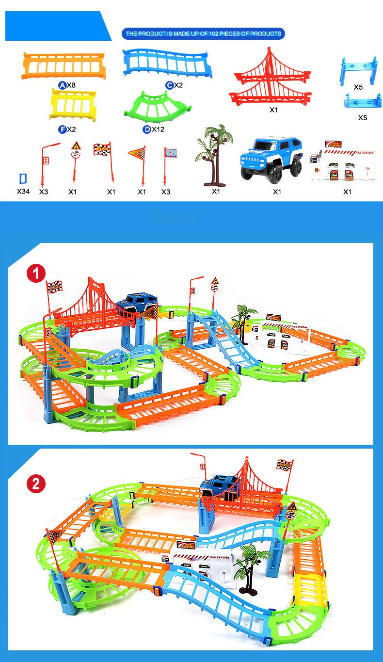 Race Tracks Toys for Kids Boys Girls Electric Car Create a Variety of Tracks 3 4 5 6 Year Old Boys Girls Best Gift (Colorful)