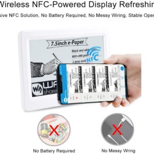 waveshare 7.5inch Passive NFC-Powered e-Paper Display Black/White e-Ink Screen, Wireless Powering and Data Transfer No Battery Required, Refresh by Smartphone with NFC Function or NFC Reader