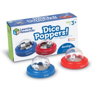 learning resources dice poppers - 2 pieces, ages 3+ board game accessory, dice game, dice popper for trivia nights, math games for kids