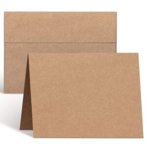 blank cards and envelopes 100 pack, ohuhu 5 x 7 heavyweight kraft paper folded cardstock and a7 envelopes for diy greeting cards, wedding, birthday, invitations, shower, thank you cards & all occasion