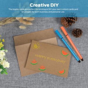 Blank Cards and Envelopes 100 Pack, Ohuhu 5 x 7 Heavyweight Kraft Paper Folded Cardstock and A7 Envelopes for DIY Greeting Cards, Wedding, Birthday, Invitations, Shower, Thank You Cards & All Occasion