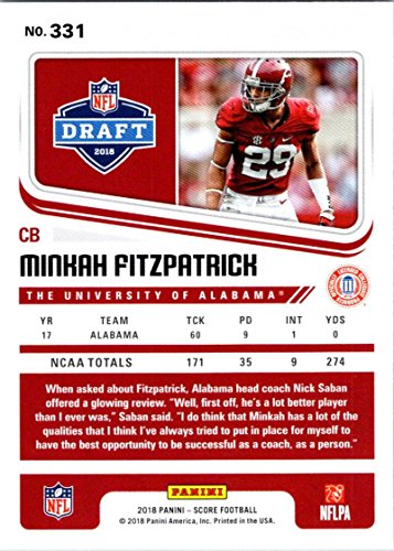 2018 Score #331 Minkah Fitzpatrick Rookie Alabama Crimson Tide Football NM-MT