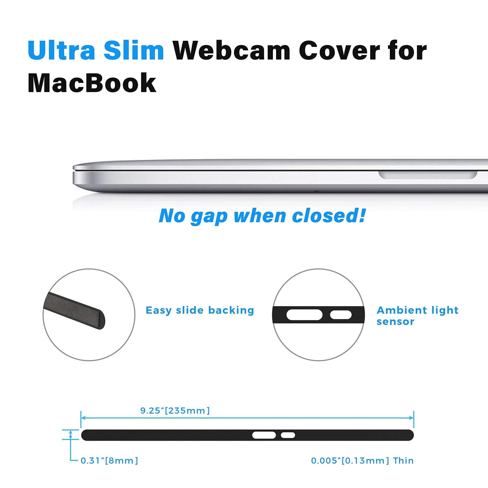 Eyebloc Webcam Cover for MacBook and MacBook Pro Models- Professional Edition – Patented Magnetic Slider Design, Safe Screen Closure, Ambient Light Sensor Compatible