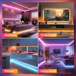 Lepro Music LED Strip Lights, 32.8ft RGB LED Strips with Remote Sync to Music, 5050 SMD LED Color Changing Strip Light for Bedroom, Home, TV, Parties and Festivals