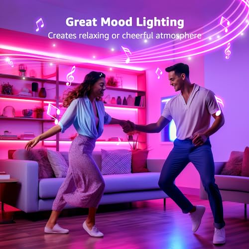 Lepro Music LED Strip Lights, 32.8ft RGB LED Strips with Remote Sync to Music, 5050 SMD LED Color Changing Strip Light for Bedroom, Home, TV, Parties and Festivals