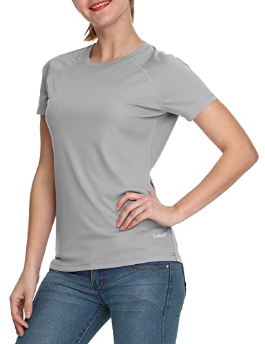 BALEAF Women's UPF 50+ UV Protection Shirts Short Sleeve T-Shirts SPF Sun Shirts Quick Dry Outdoor Performance Tops Light Grey Size S