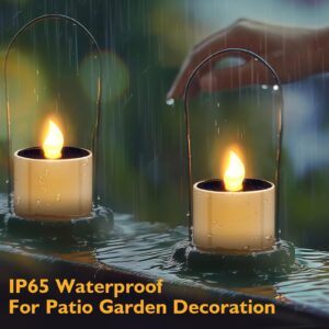 PChero Solar Candles Outdoor Waterproof, Pack of 6 LED Flameless Solar Tea Lights Candles with Dusk to Dawn Sensor for Windows Outside Lantern Porch Garden Patio Decor