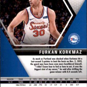 2019-20 Panini Mosaic #199 Furkan Korkmaz Philadelphia 76ers Basketball Card