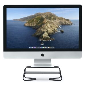 twelve south curve riser monitor stand | ergonomic desktop stand with storage shelf for imac and displays, matte black