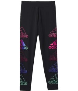 adidas girls' active sports athletic legging tight, stack graphic black multi, 4