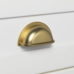 GlideRite 3 in. Center Classic Bin Cup Cabinet Handle Pulls, Brass Gold, Pack of 10