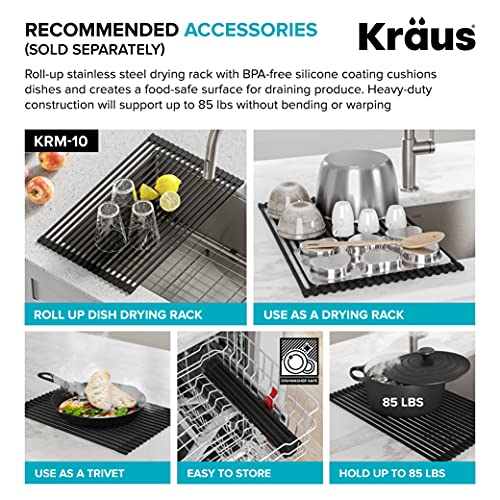 KRAUS Dex 25-inch Undermount 16 Gauge Stainless Steel Single Bowl Kitchen Sink, KA1US25B