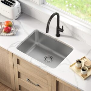 KRAUS Dex 25-inch Undermount 16 Gauge Stainless Steel Single Bowl Kitchen Sink, KA1US25B