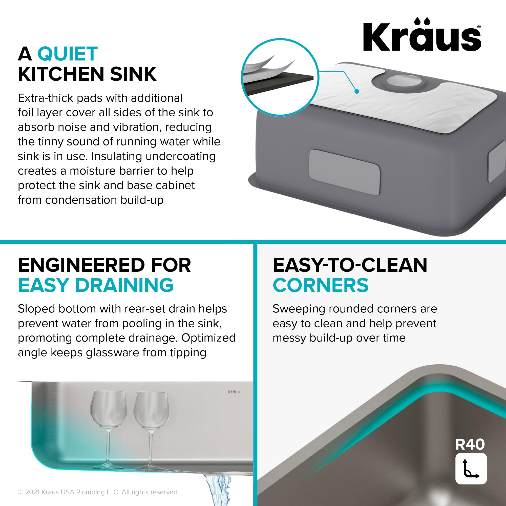 KRAUS Dex 25-inch Undermount 16 Gauge Stainless Steel Single Bowl Kitchen Sink, KA1US25B