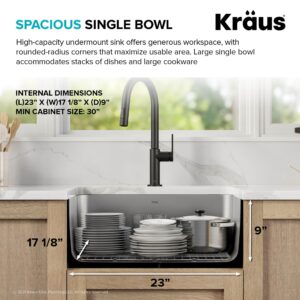 KRAUS Dex 25-inch Undermount 16 Gauge Stainless Steel Single Bowl Kitchen Sink, KA1US25B