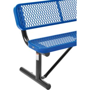 Global Industrial 48" L Outdoor Steel Bench with Backrest, Expanded Metal, Blue