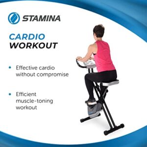 Stamina Folding Exercise Bike 182 - Foldable Exercise Bike with Smart Workout App, Stationary Bike for Home Workout - Up to 250 lbs Weight Capacity Black