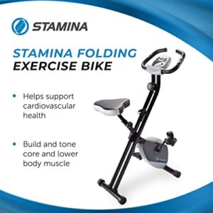 Stamina Folding Exercise Bike 182 - Foldable Exercise Bike with Smart Workout App, Stationary Bike for Home Workout - Up to 250 lbs Weight Capacity Black