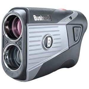 bushnell golf v5 patriot pack golf laser rangefinder, pinseeker, visual jolt, bite magnetic mount, next level clarity and brightness, non-slope model