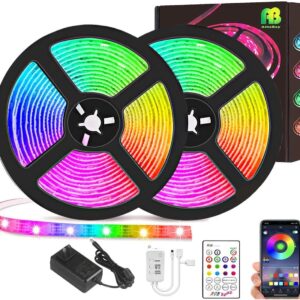 Gopretty 32.8ft Watetproof LED Strip Lights with App Control, Music Sync SMD 5050 300 LEDs Color Changing with Remote+ Alexa + Google Assistant + IFTTT